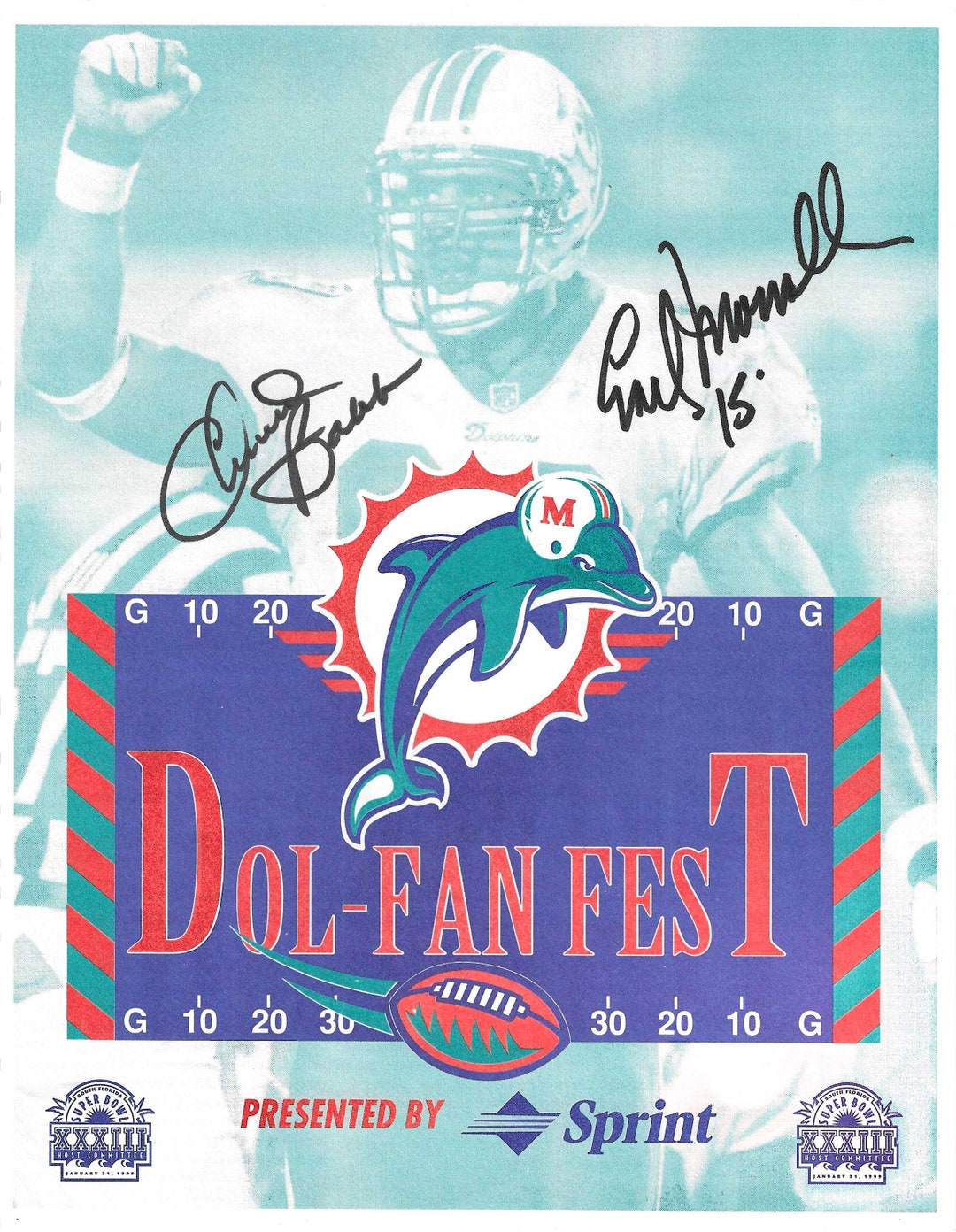 Earl Morrall, Charlie Babb, Miami Dolphins, Signed 8.5x11 Dol-fan Fest ...
