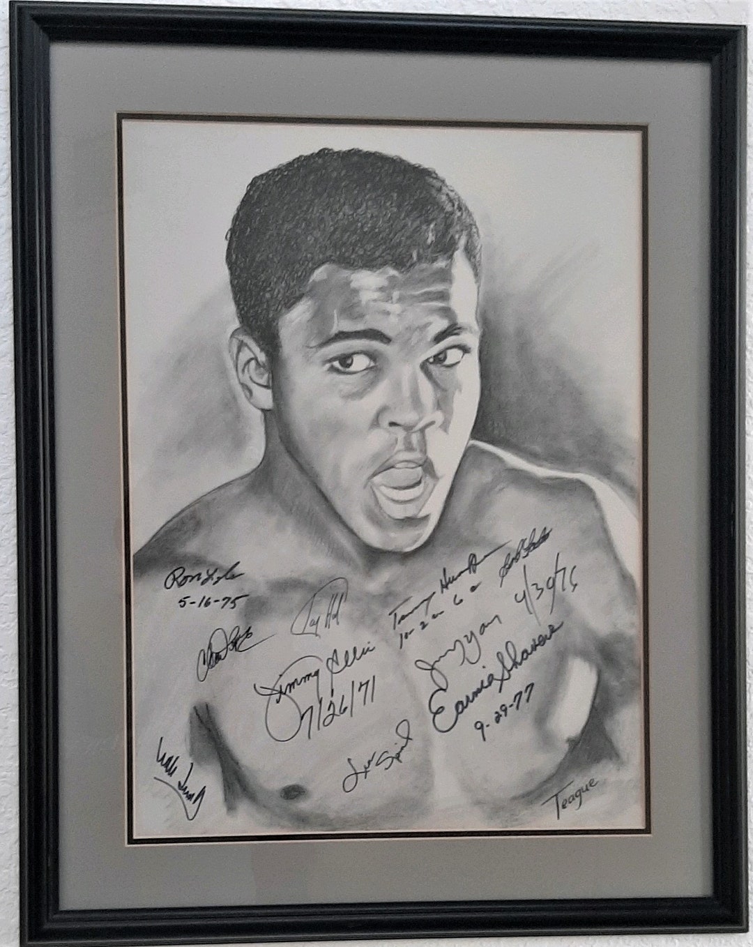 Muhammad Ali, Rare Lithograph Signed by 9 Opponents and Referee Mills ...