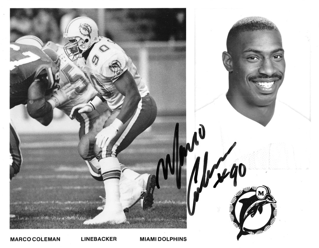 Marco Coleman, Miami Dolphins, Signed 8x10 Photograph - Etsy