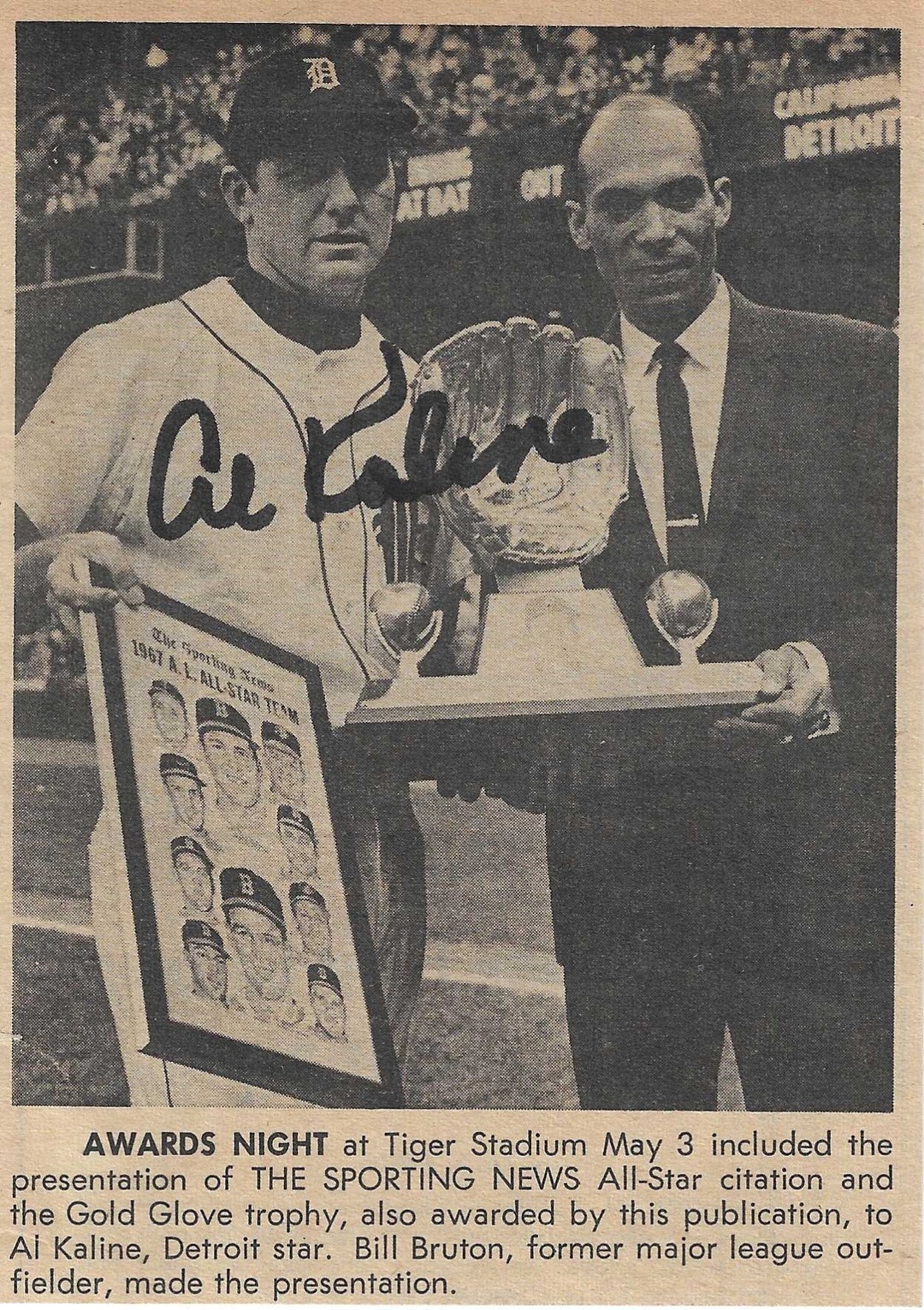 Al Kaline, Hall of Fame, Signed 4x6 Original Sporting News Clip 1968 - Etsy