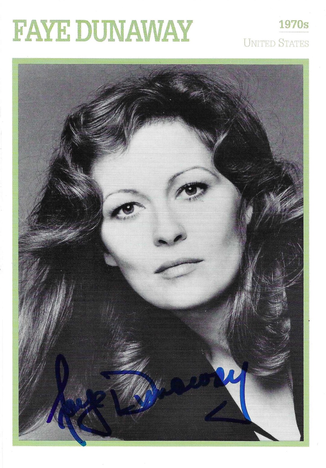 Faye Dunaway, Signed 5x7 Double Sided Hollywood Promo Card - Etsy