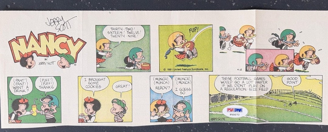 Jerry Scott Cartoonist Signed 4.5x13 Nancy Comic Strip - Etsy