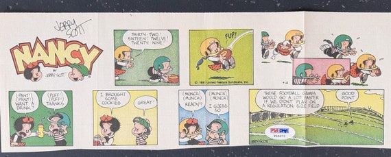 Jerry Scott Cartoonist Signed 4.5x13 Nancy Comic Strip - Etsy