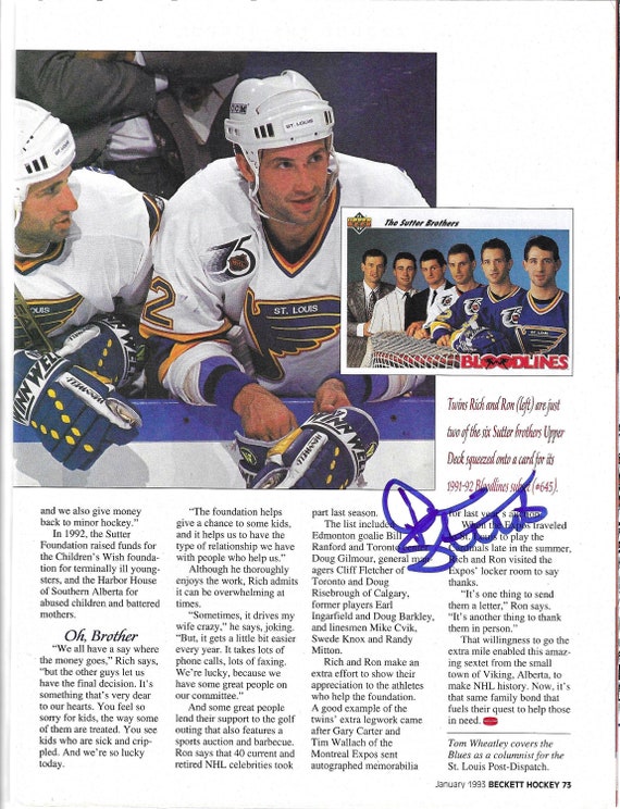 Duane Sutter Signed Beckett Hockey Magazine Article Includes - Etsy