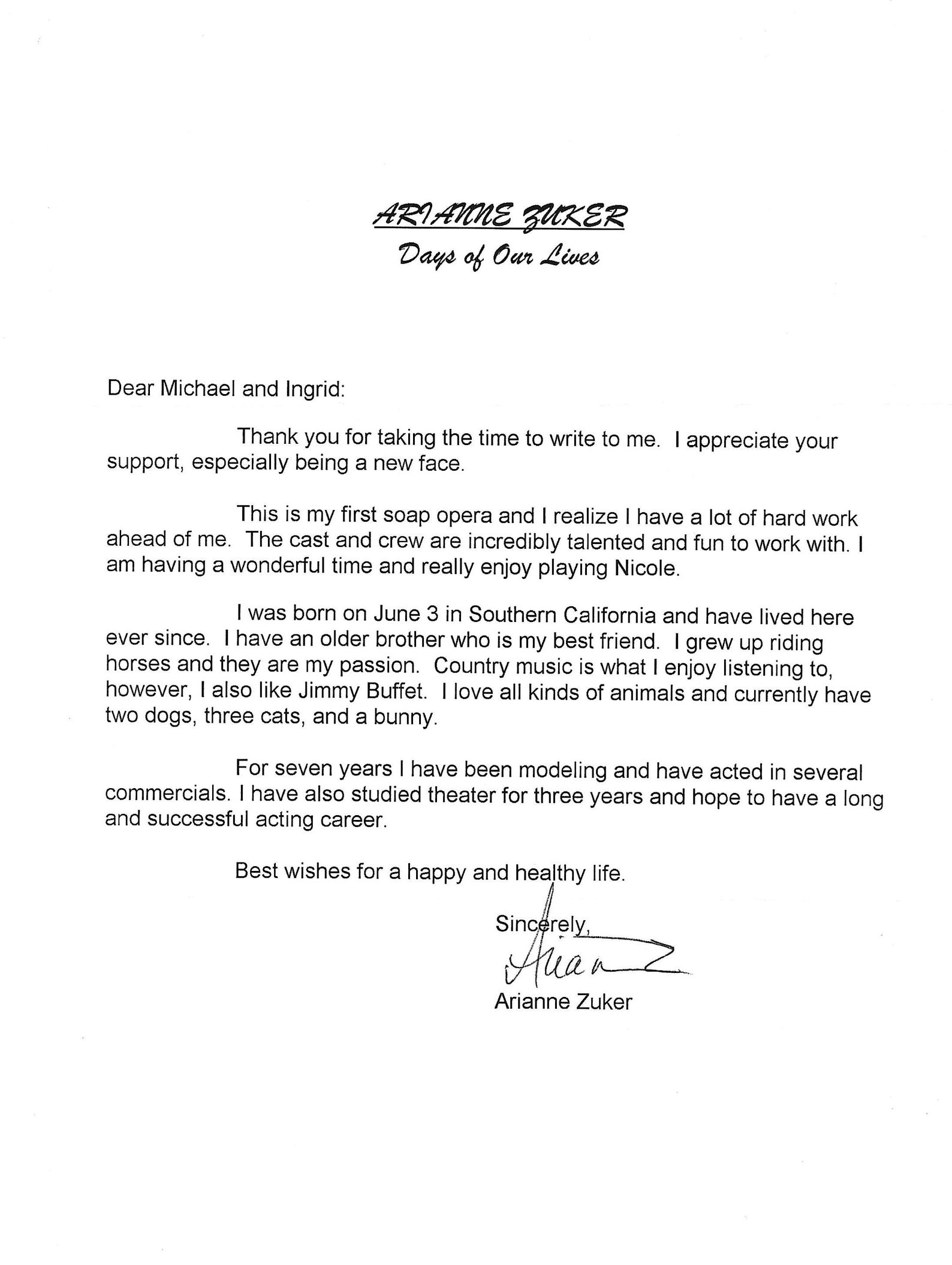 Arianne Zucker, Days of Our Lives, Signed 4x6 Photograph PLUS Signed ...