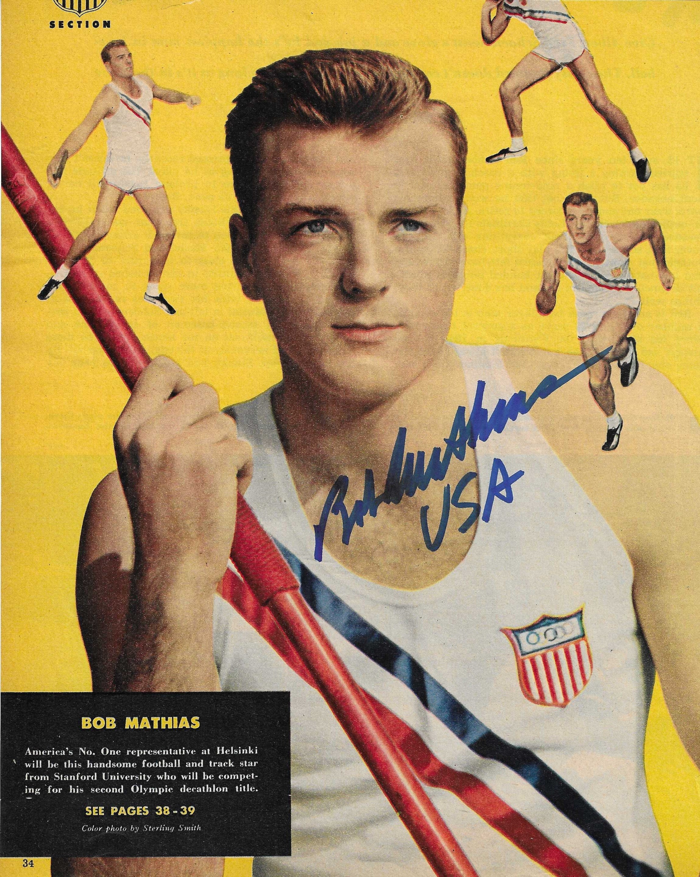 Bob Mathias Signed 7.5x9.5 Original Sport Magazine News Clip - Etsy