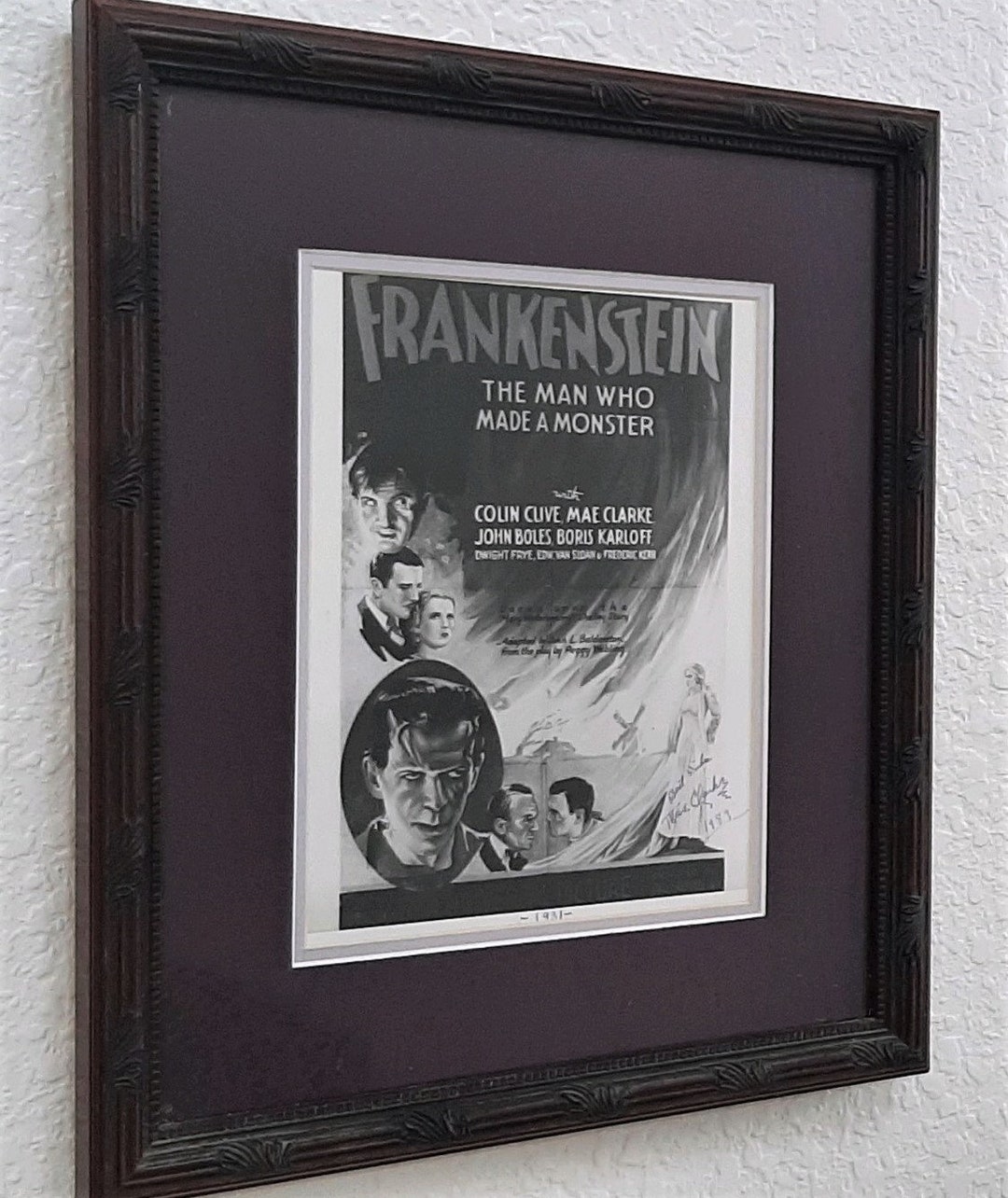 Mae Clarke, Frankenstein, Signed Frankenstein Poster, Framed 16″ X 14 ...
