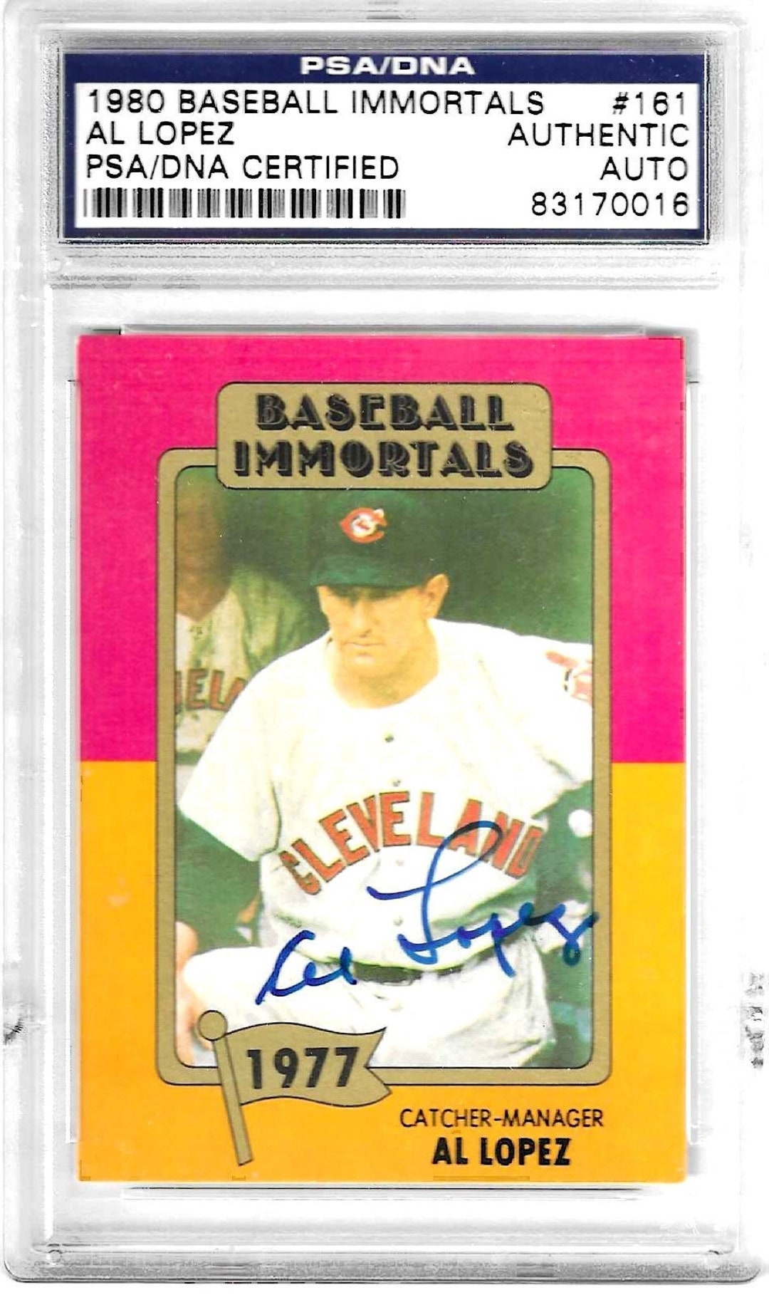 Al Lopez, Hall of Fame, Signed 1980 Baseball Immortals Card #161 ...