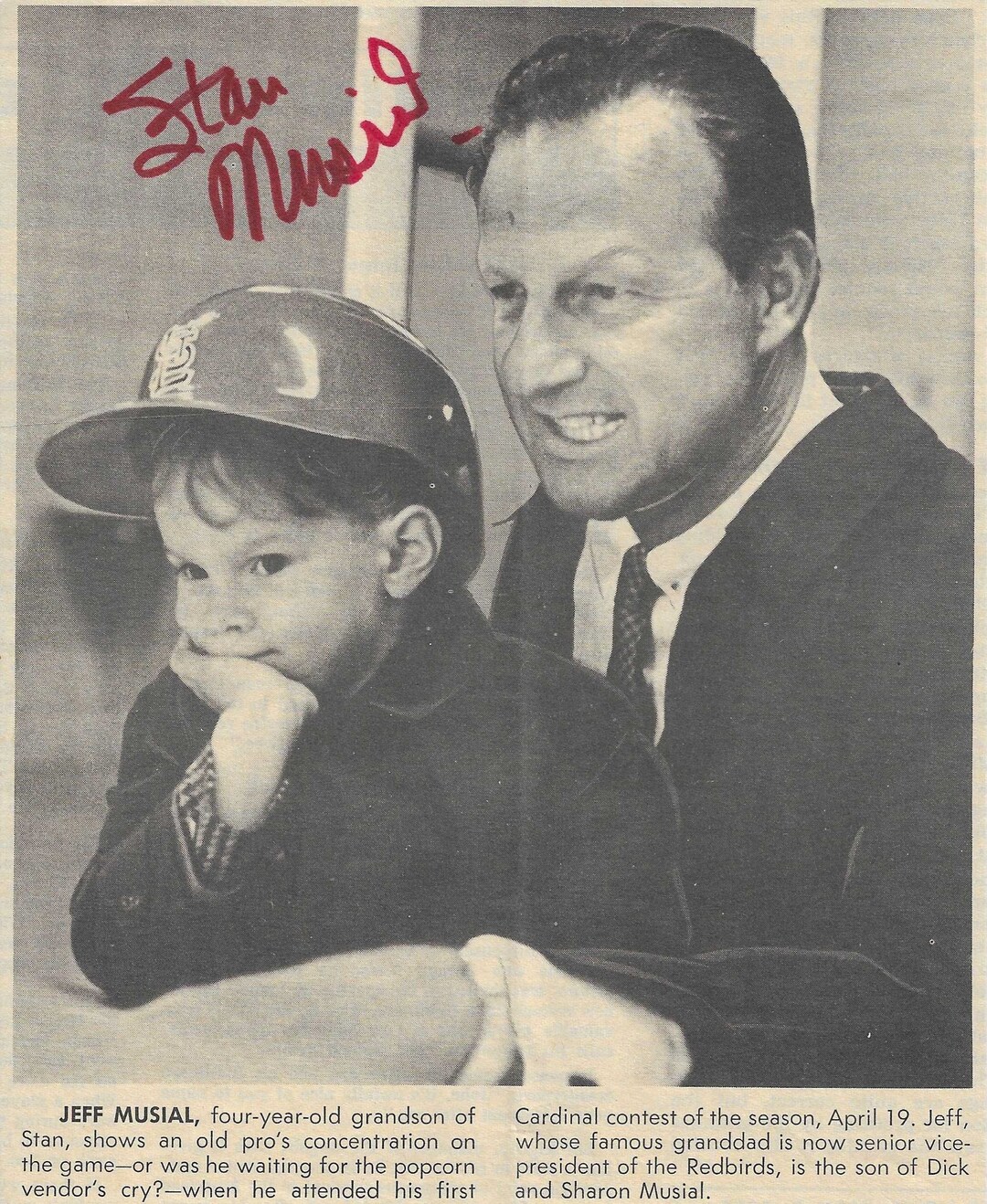 Stan Musial, Hall of Fame, Signed 6.25x7.75 Original Sporting News Clip ...