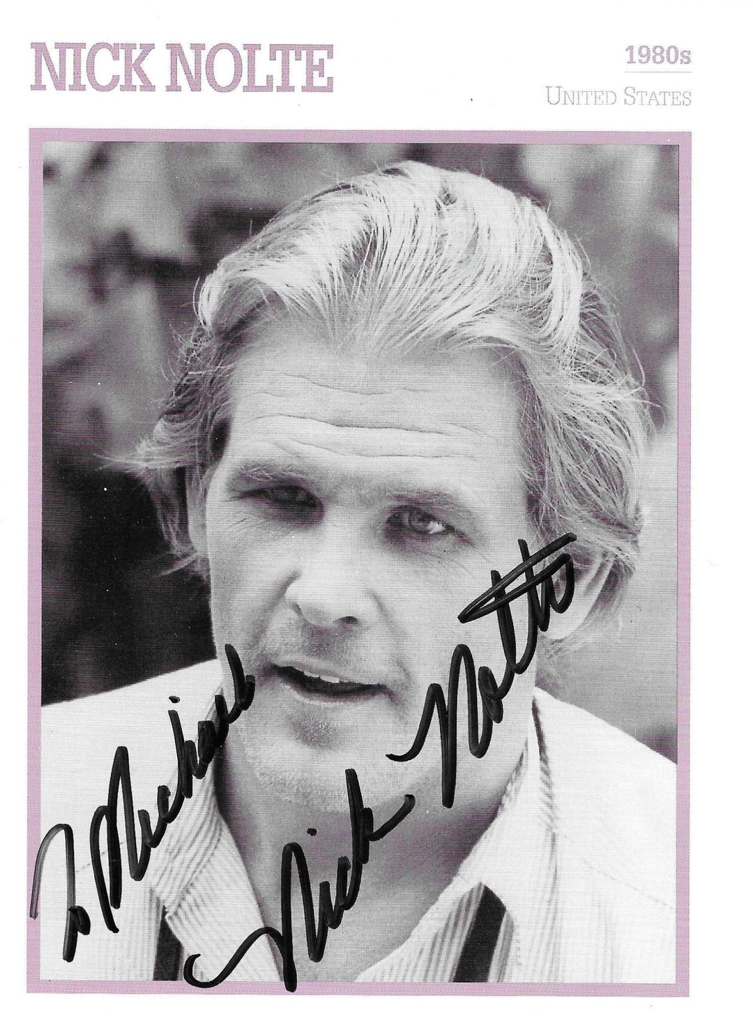 Nick Nolte, Signed 5x7 Double Sided Hollywood Collector Card - Etsy