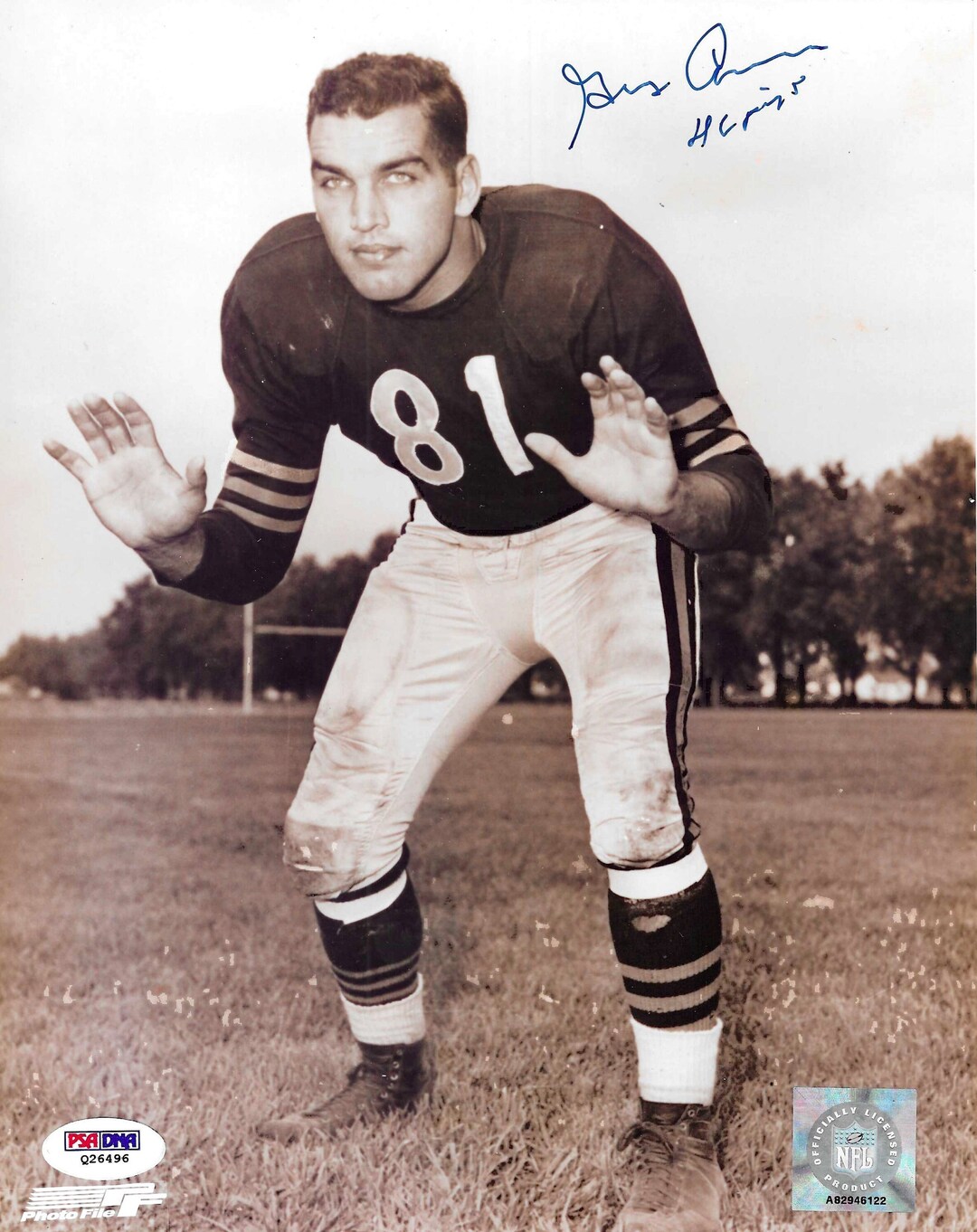 George Connor, Hall of Fame, Chicago Bears, Signed 8x10 Photograph, PSA ...