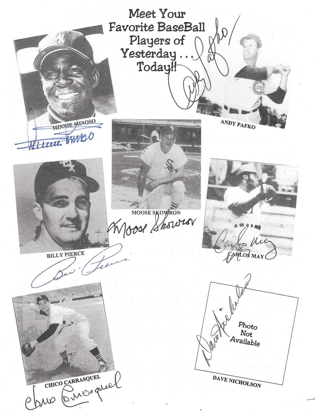 Minnie Minoso, Andy Pafko, Moose Skowron, Carlos May and More! Signed 8 ...