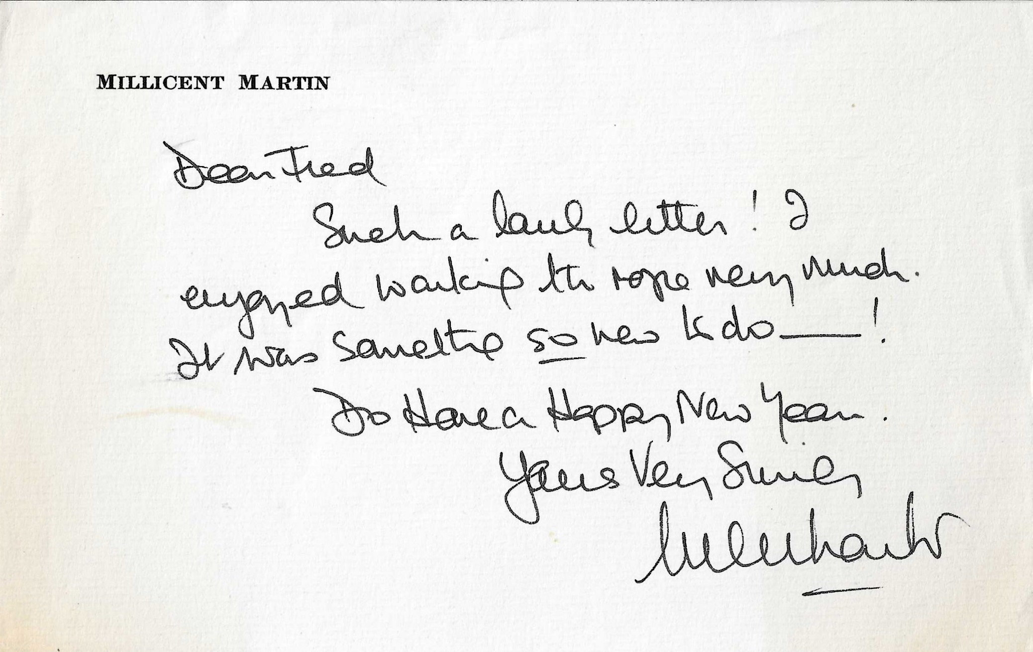 Millicent Martin Frasier Signed 4.5x7 Letter - Etsy