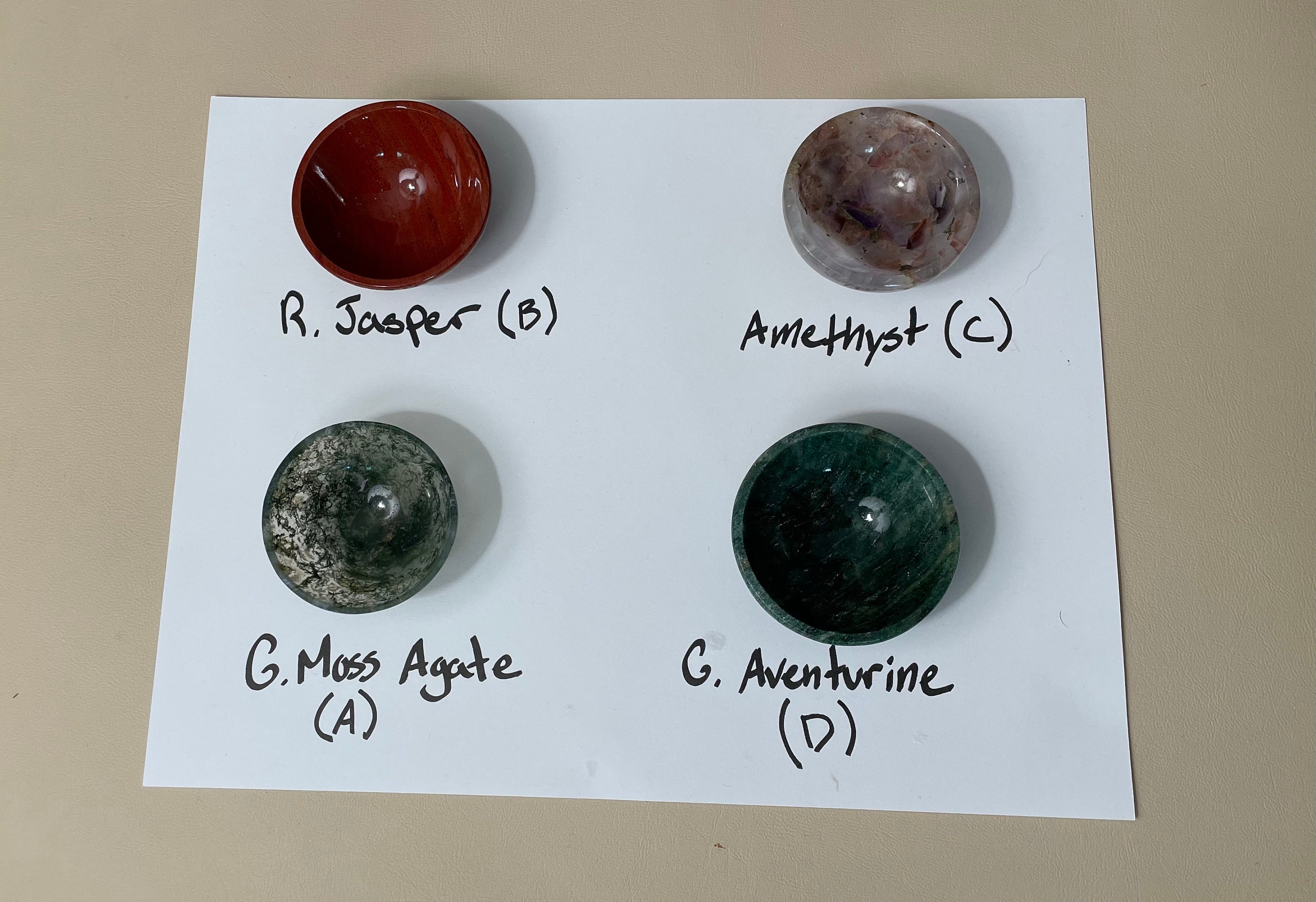 Gemstone Bowls Natural Stone Specimen, Red Jasper, Green Moss Agate ...