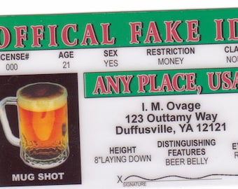 Fun Fake Id Card | Etsy