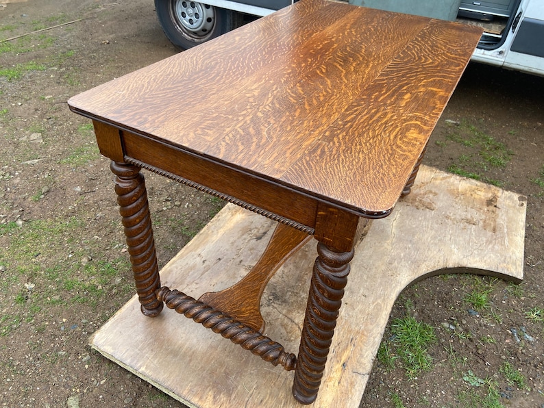 Antique Oak Library Desk Table - Etsy