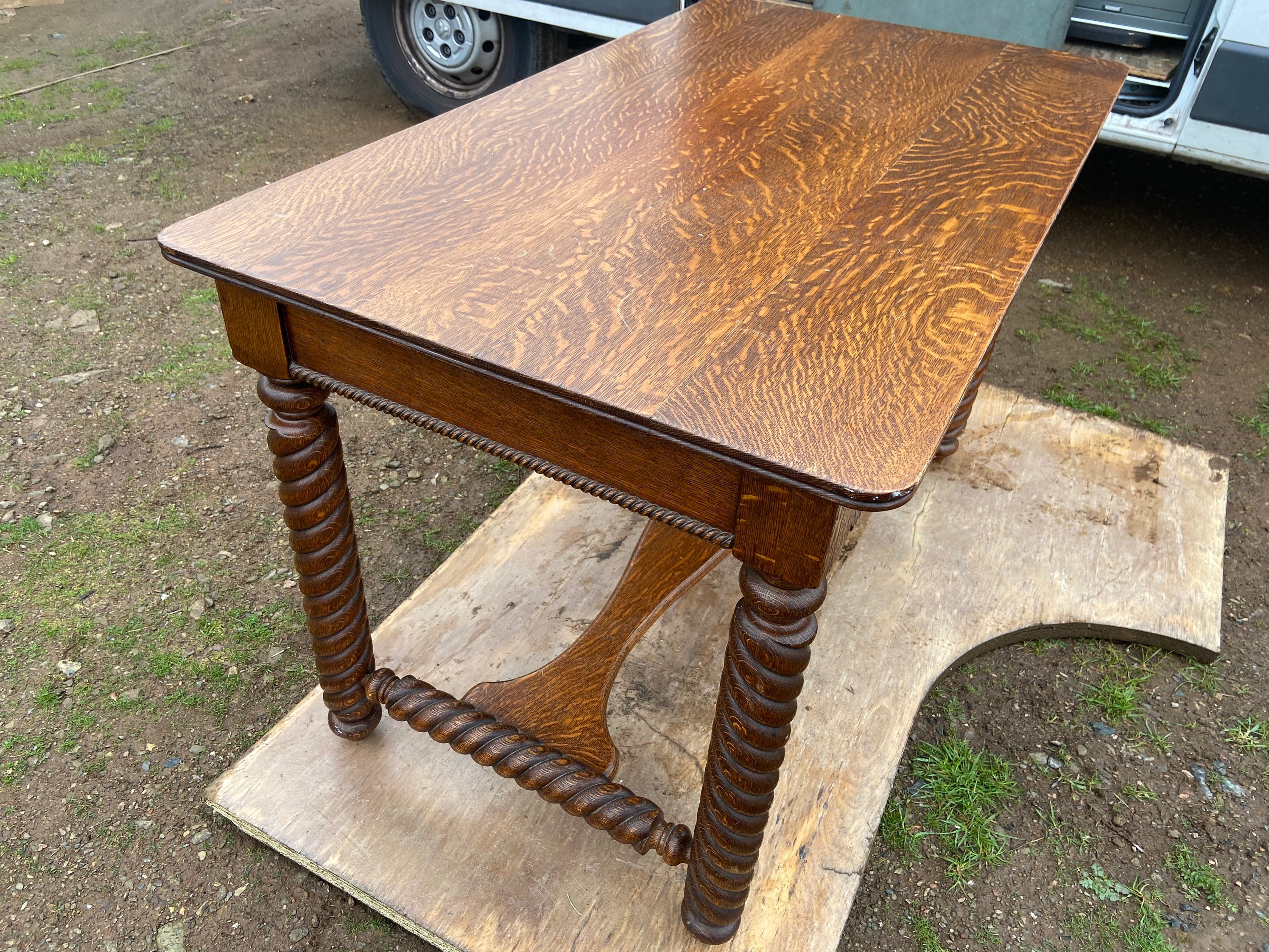 Antique Oak Library Desk Table - Etsy