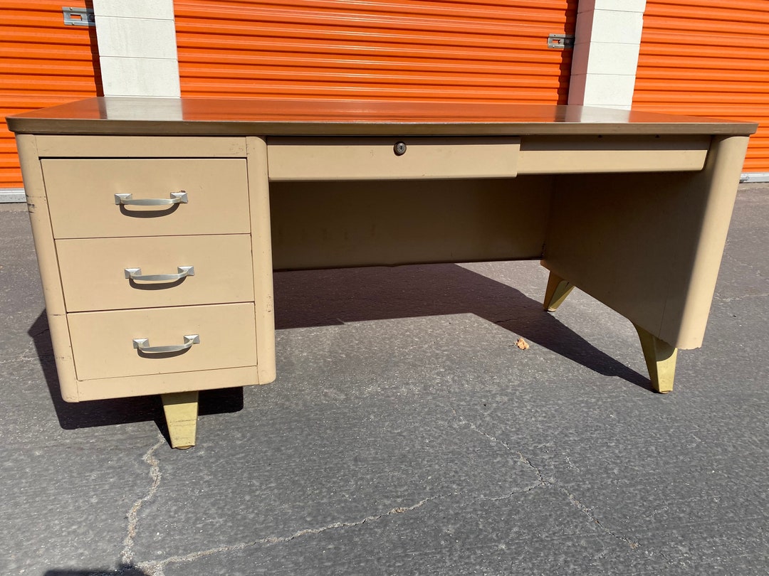 Vintage Cole Steel Metal Tanker Desk - Etsy