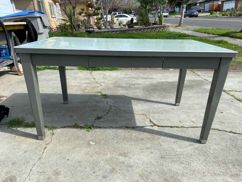 Haskell Vintage Mid Century Modern Metal Tanker Desk Table - Etsy