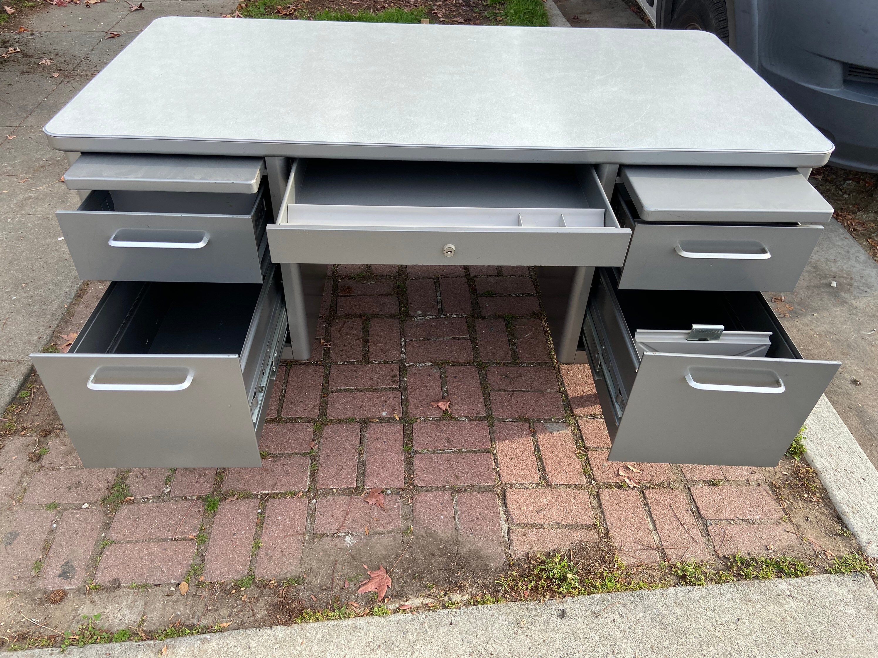 Steelcase Vintage Metal Tanker Desk - Etsy