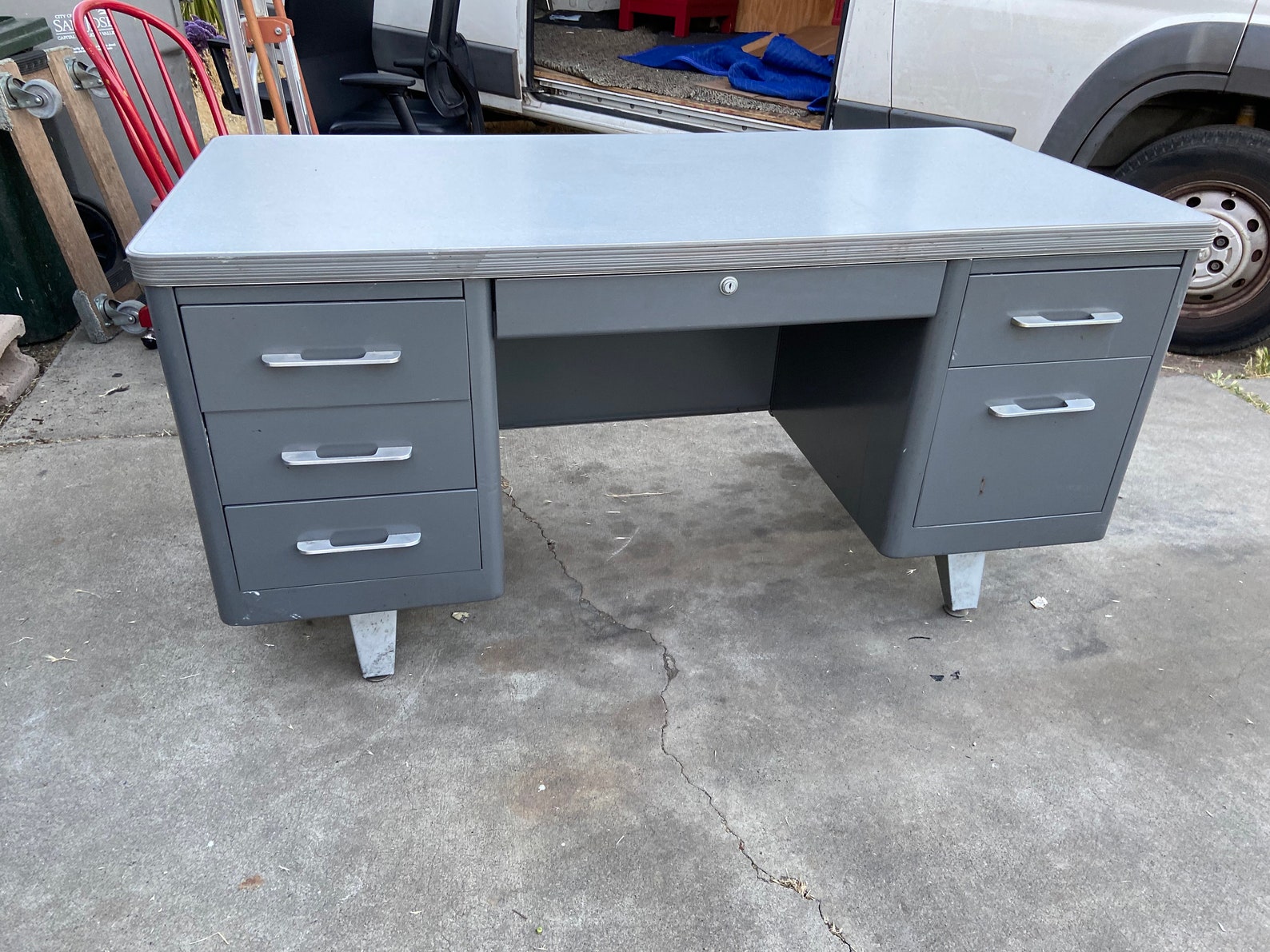 Cole Steel Vintage Metal Tanker Desk - Etsy