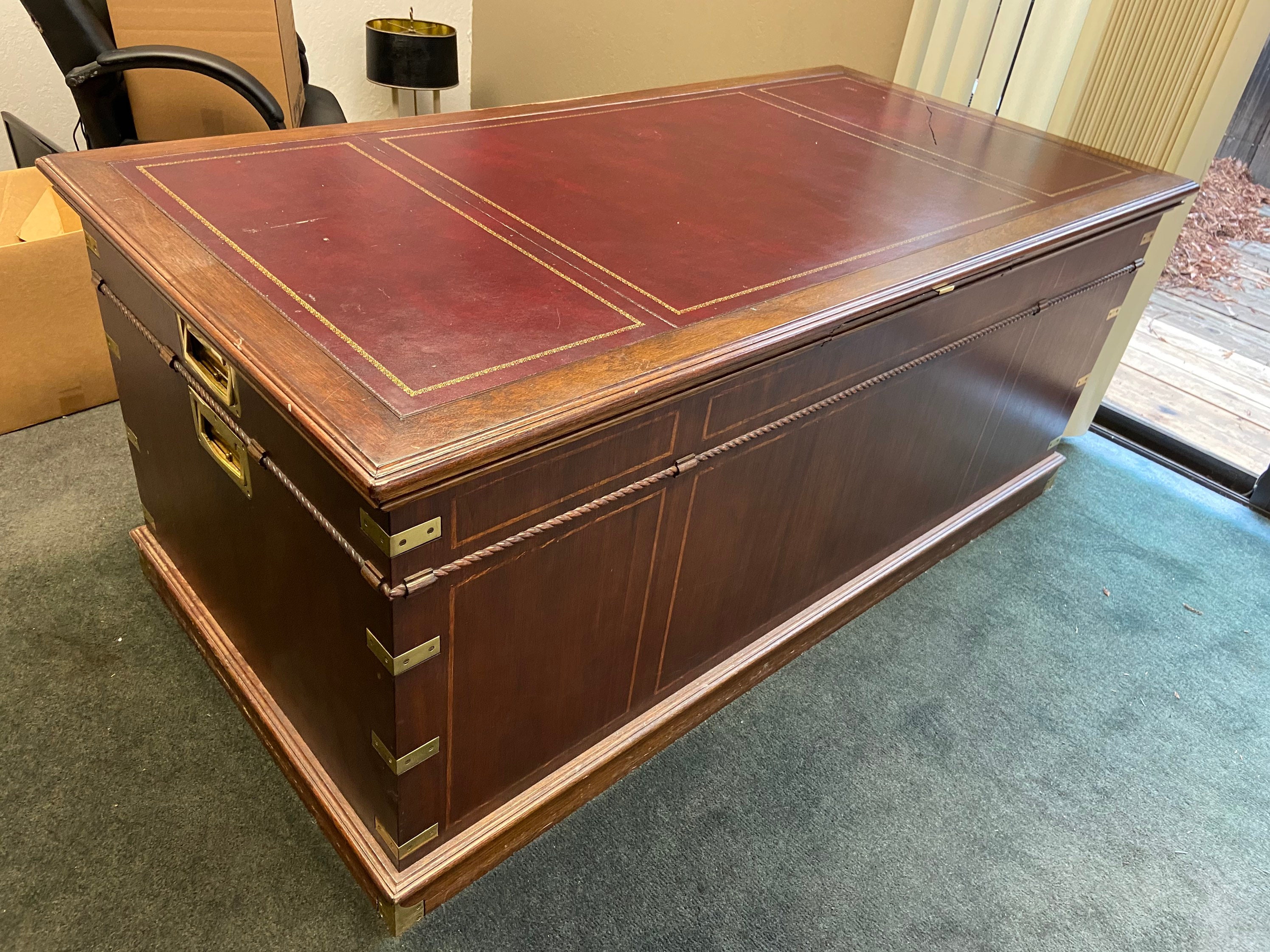 Alex Stuart Design Inc Vintage Campaign Style Leather Top Desk Like ...
