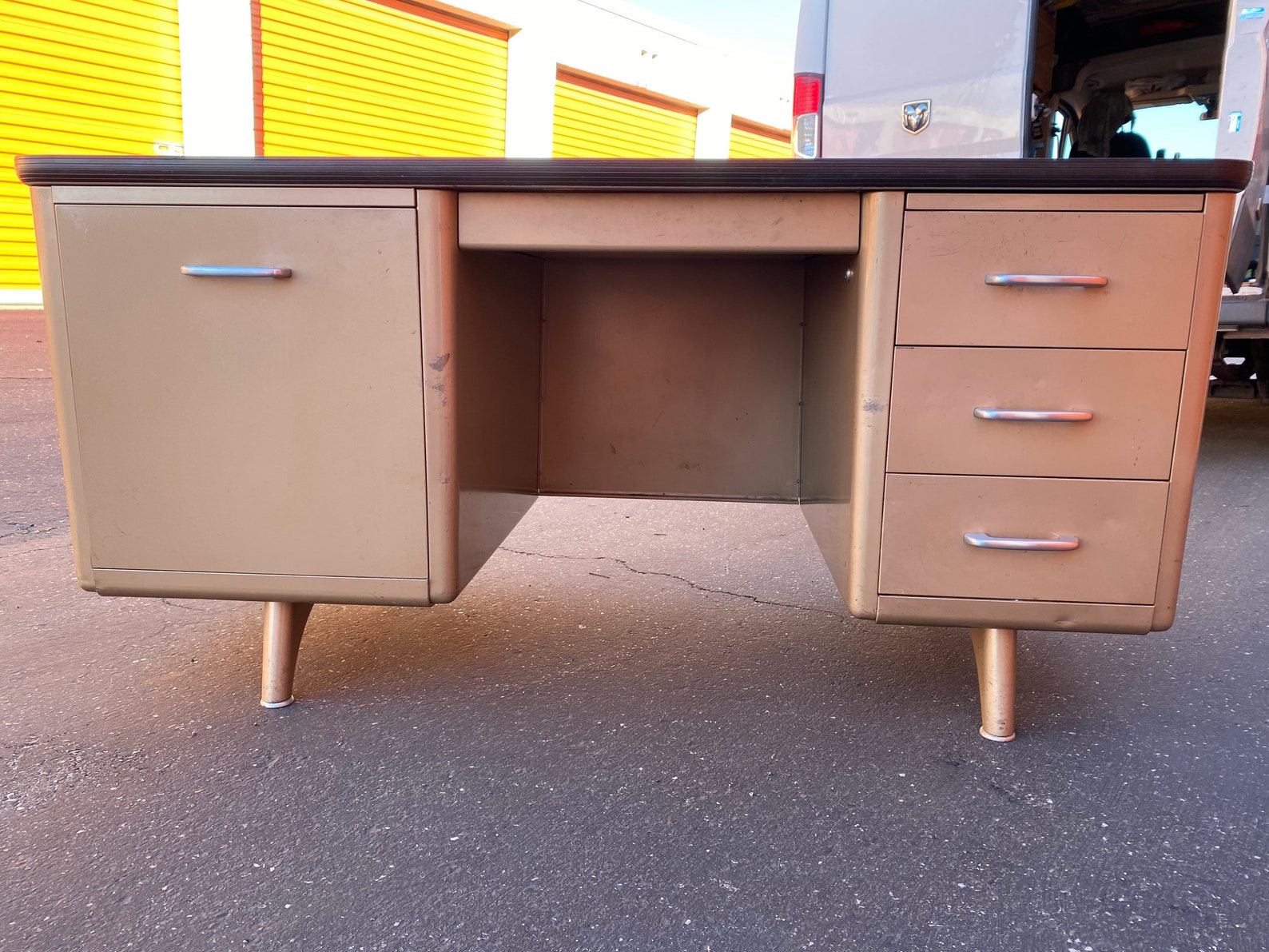 Allsteel brand vintage metal tanker desk | Etsy