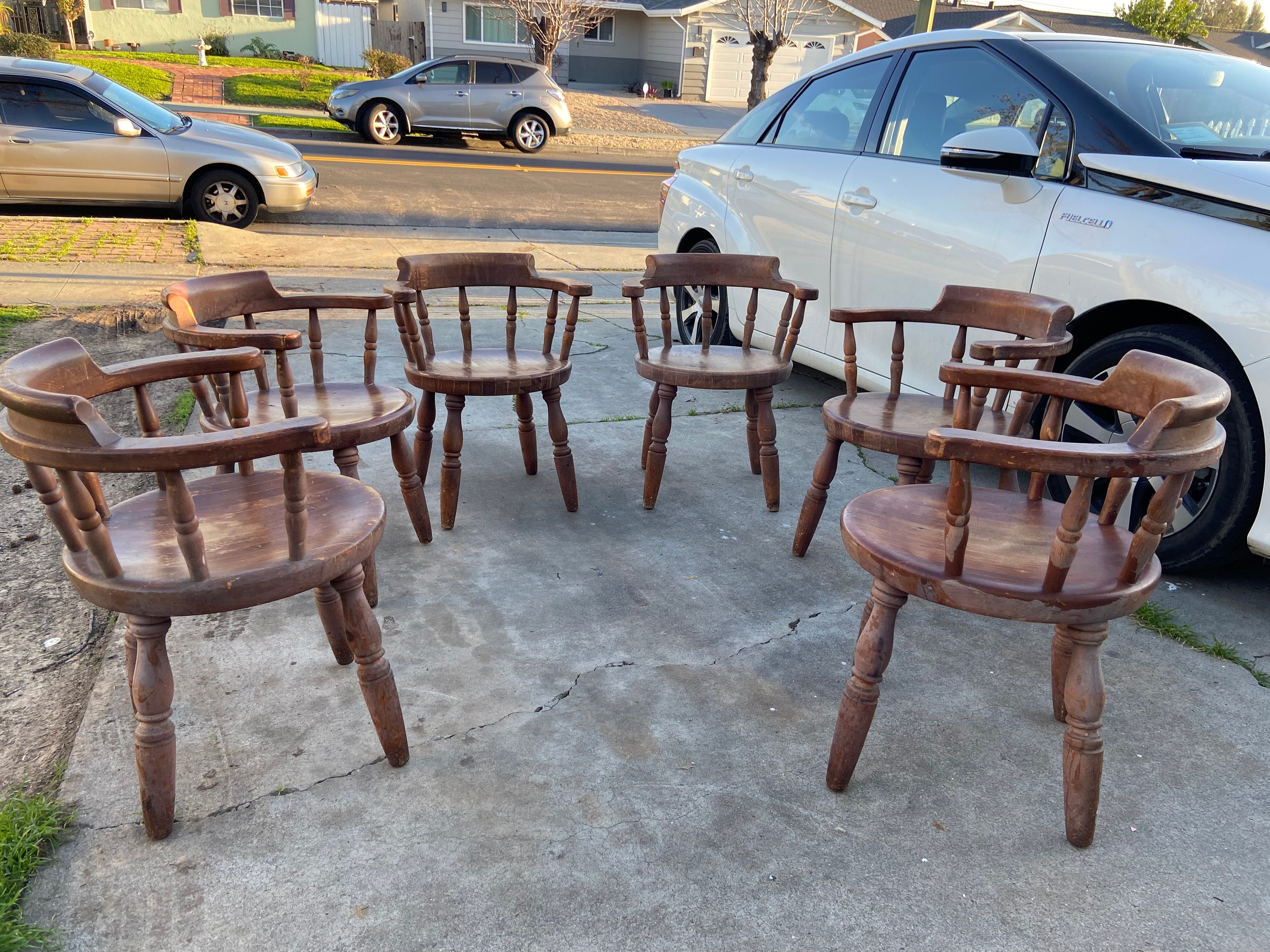 Antique Butcher Block Tavern Dining Chairs Set of 6 - Etsy