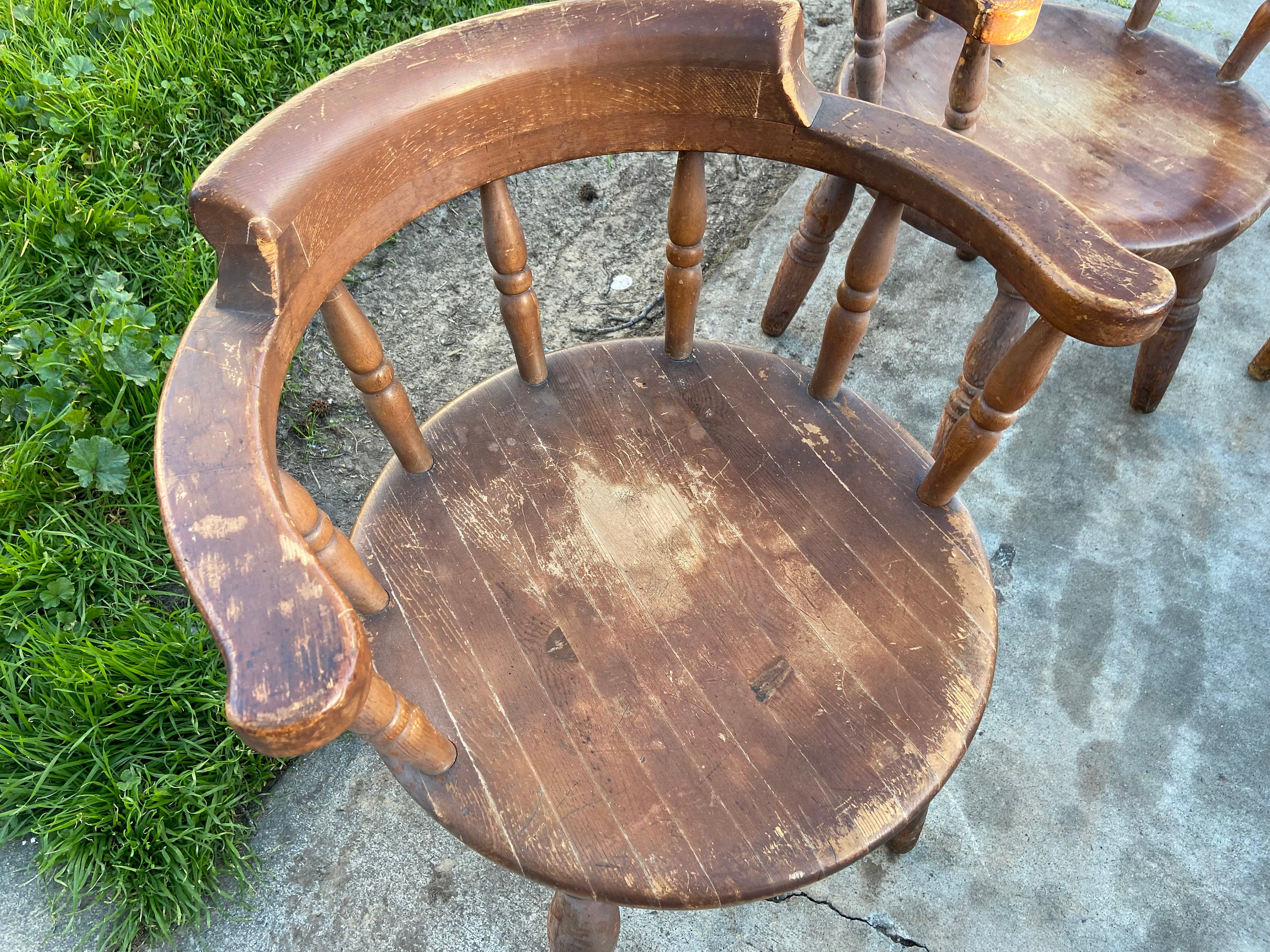 Antique Butcher Block Tavern Dining Chairs Set of 6 - Etsy