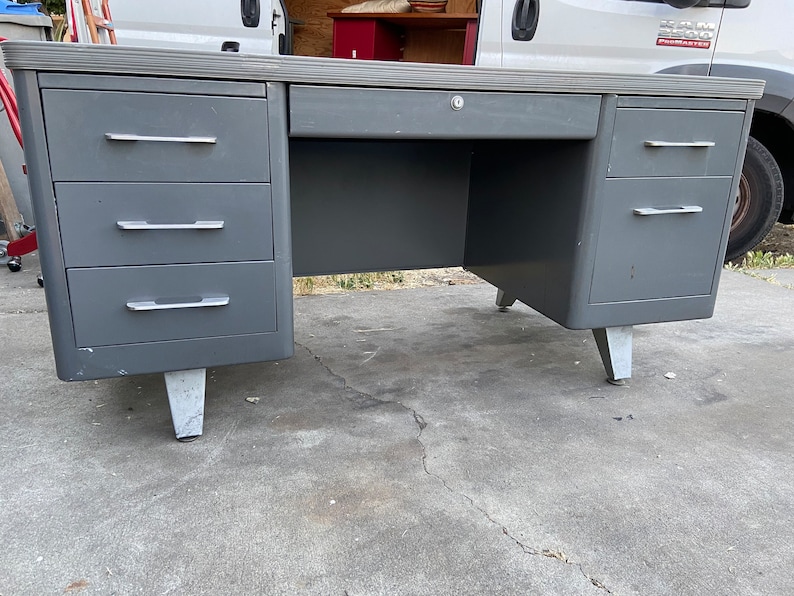 Cole Steel Vintage Metal Tanker Desk - Etsy