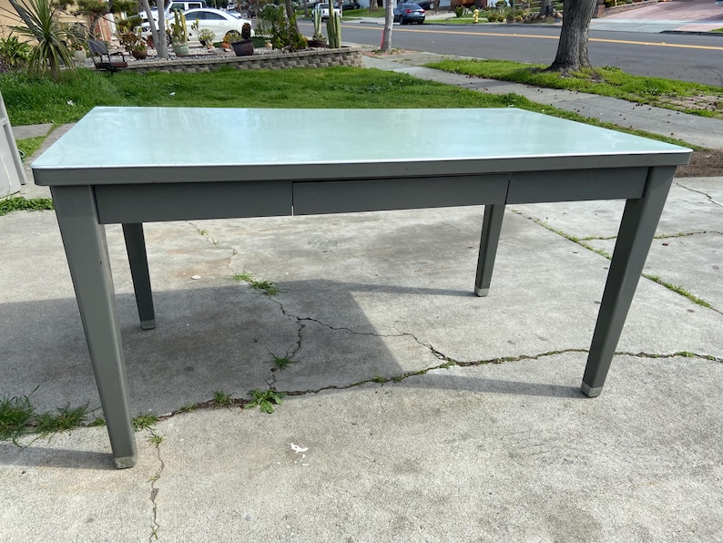 Haskell Vintage Mid Century Modern Metal Tanker Desk Table - Etsy