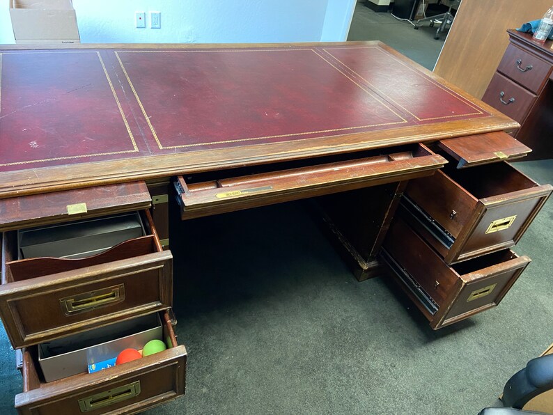 Alex Stuart Design Inc Vintage Campaign Style Leather Top Desk Like ...