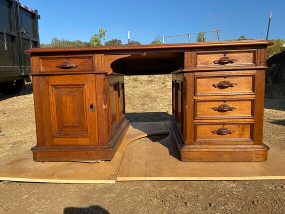 Antique Vintage Victorian Leather Top Partners Desk - Etsy
