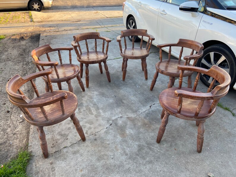 Antique Butcher Block Tavern Dining Chairs Set of 6 - Etsy