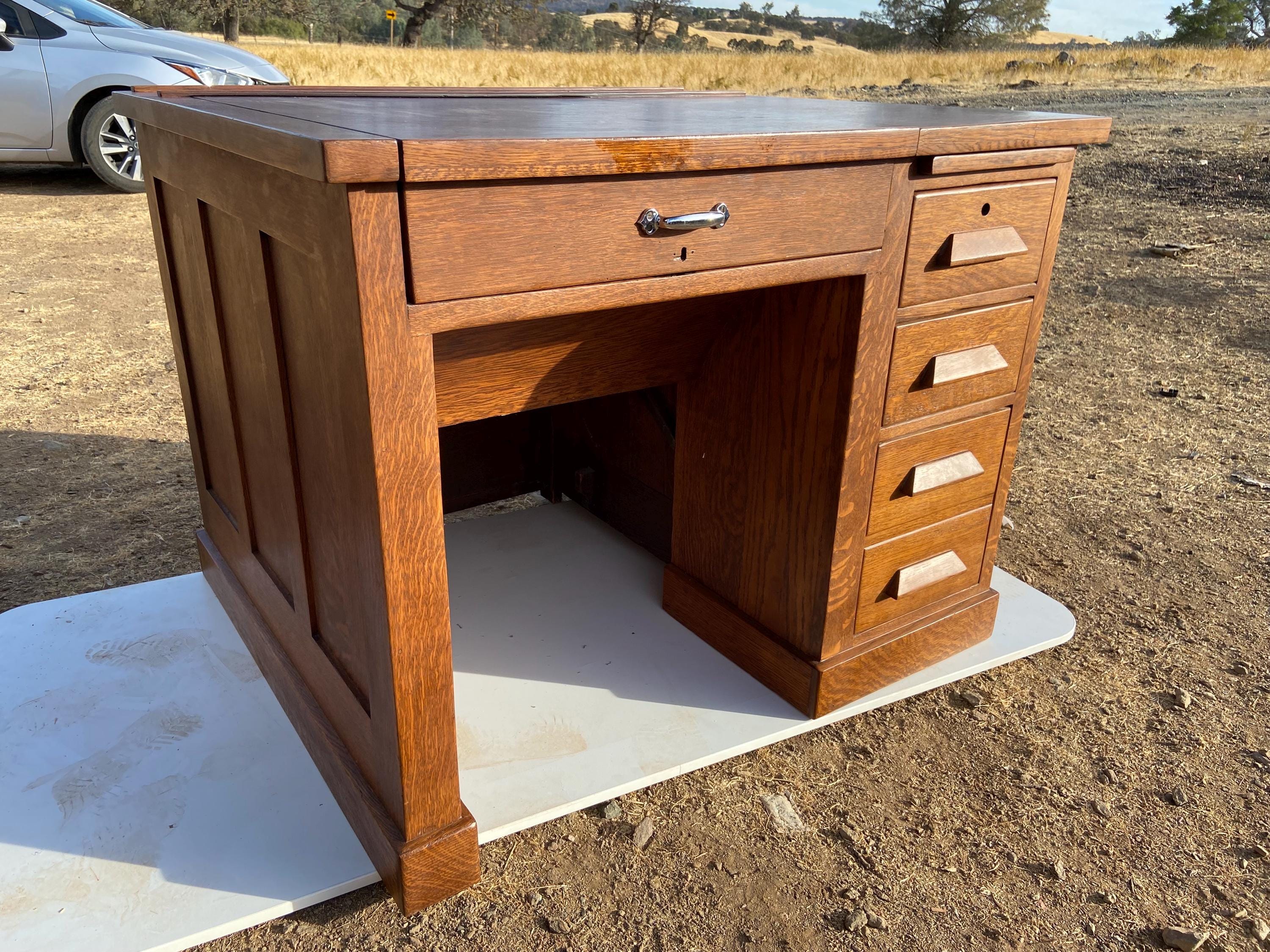 Antique Typewriter Oak Desk - Etsy