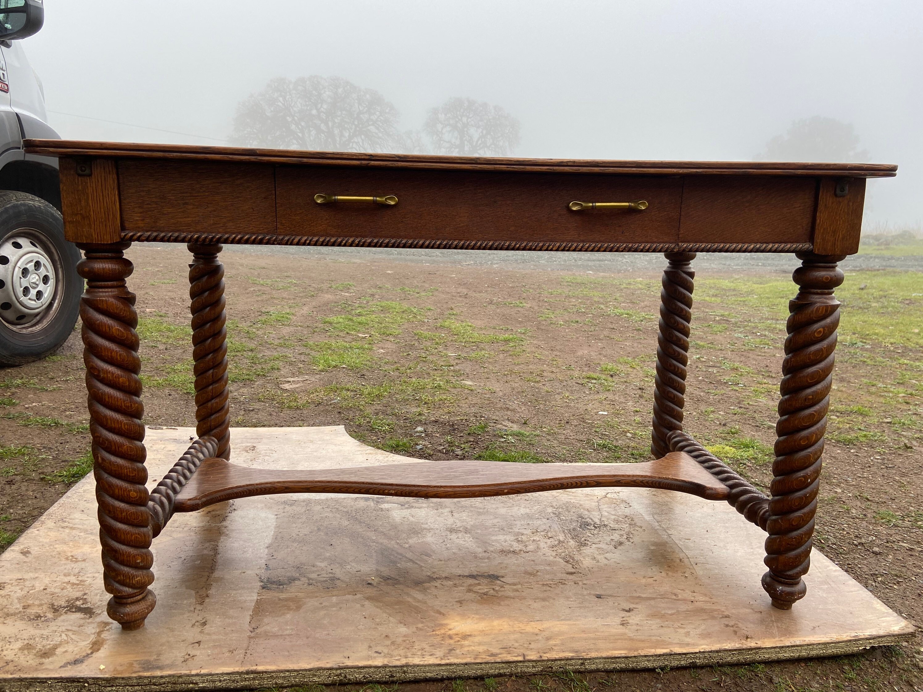 Antique Oak Library Desk Table - Etsy