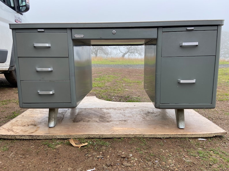 W.H Harper Devon Metal Tanker Desk - Etsy