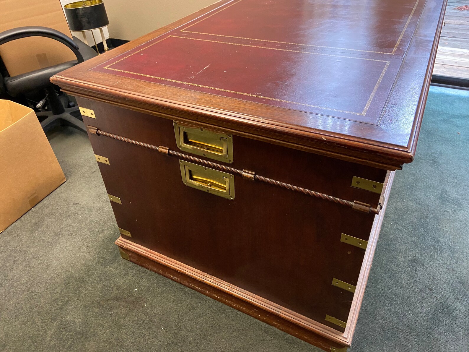 Alex Stuart Design Inc Vintage Campaign Style Leather Top Desk Like ...