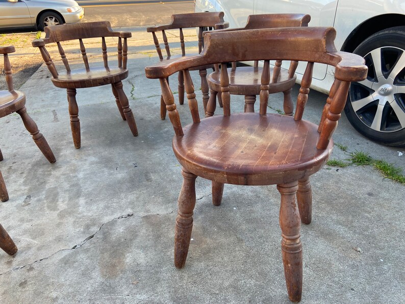 Antique Butcher Block Tavern Dining Chairs Set of 6 - Etsy
