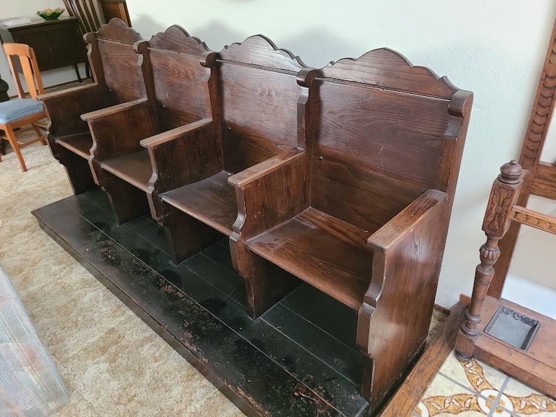 Antique Gothic Church Pew Choir Stalls 4 Seater Bench Theatre Seats - Etsy