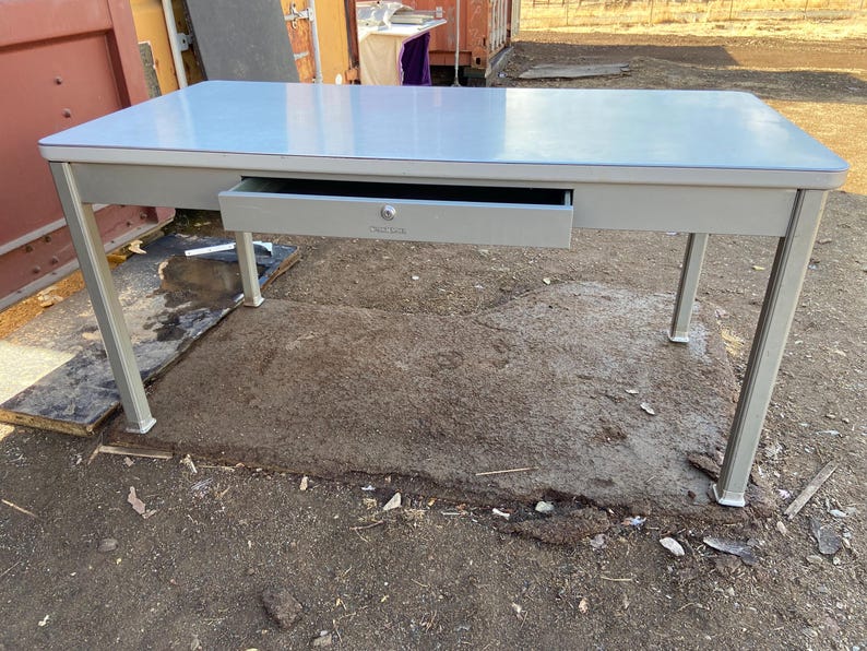 Shaw Walker Vintage Mid Century Modern Metal Tanker Desk - Etsy