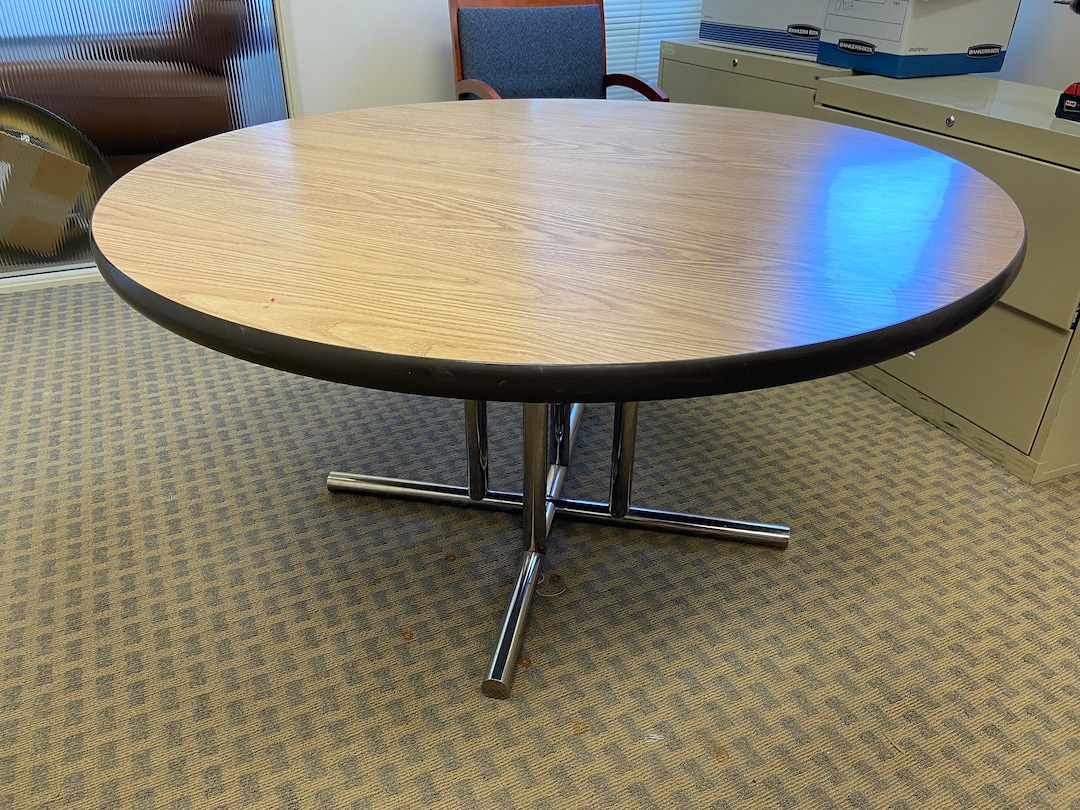 Vintage Mid Century Modern Round Conference Table - Etsy