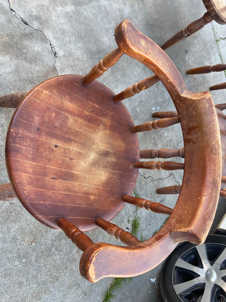 Antique Butcher Block Tavern Dining Chairs Set of 6 - Etsy