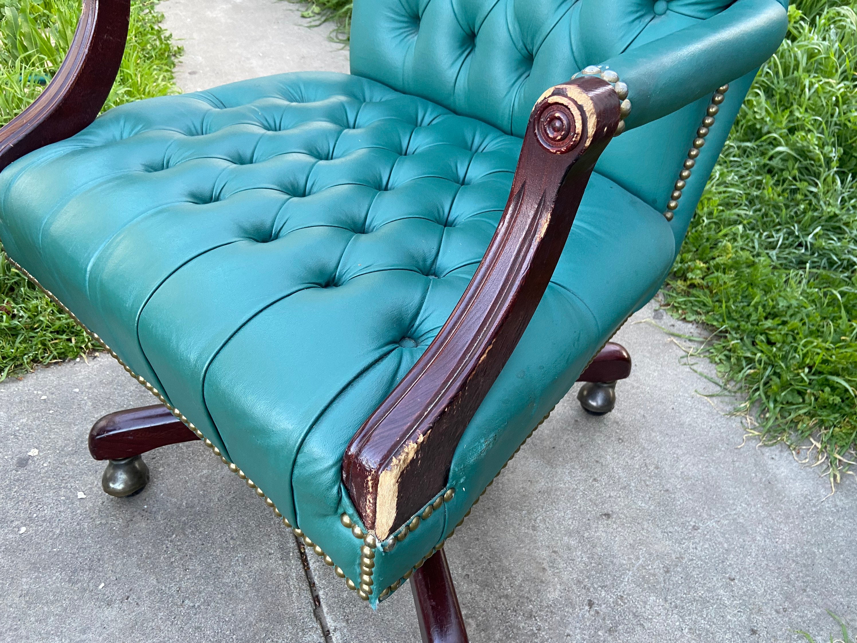 1980s Vintage Paoli Chair Company for Restoration Swivel Faux Leather ...