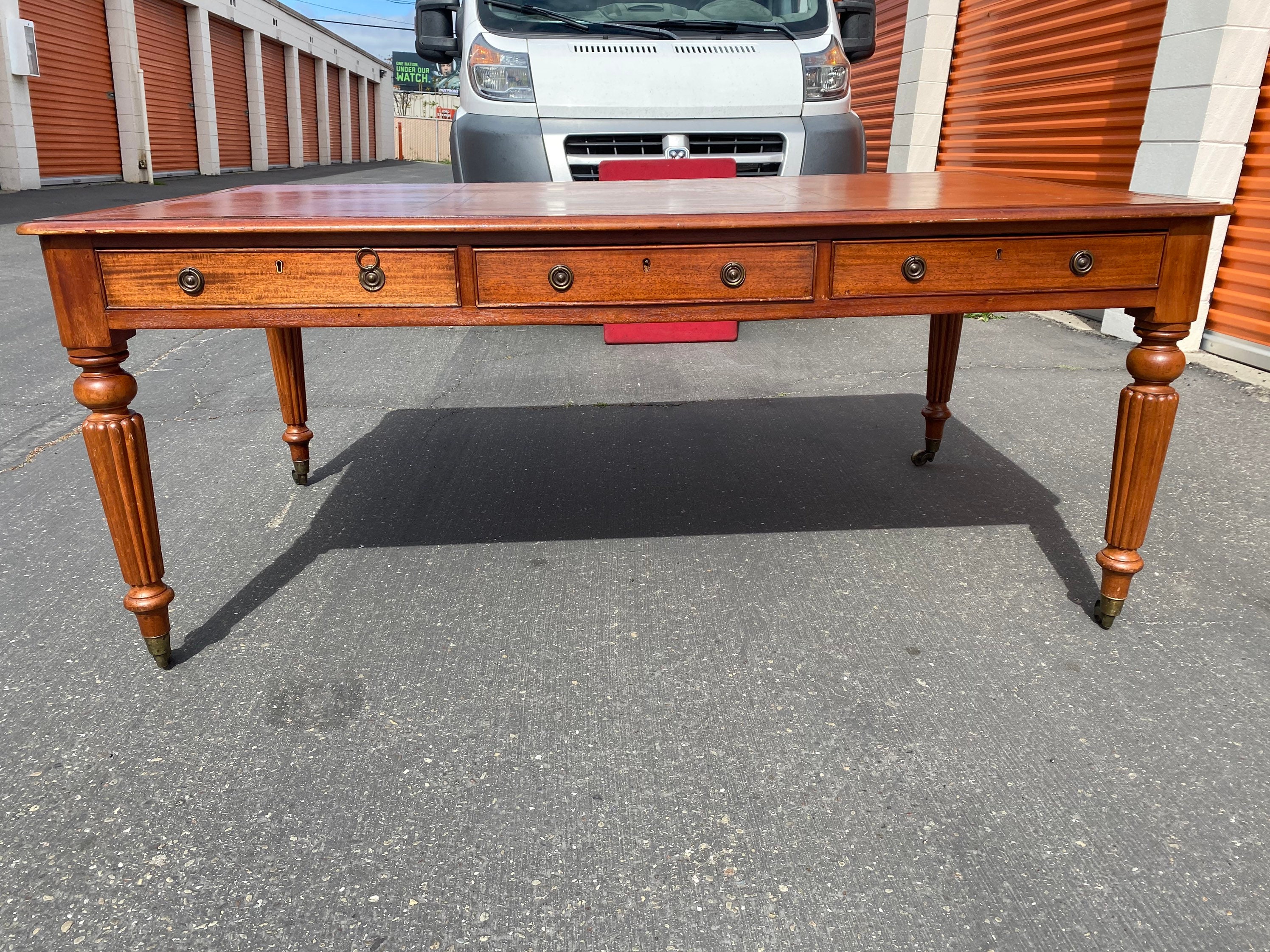 Antique Library Desk Mahogany Partners Table - Etsy