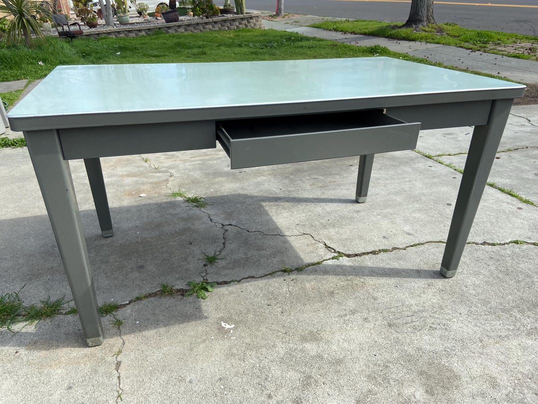 Haskell Vintage Mid Century Modern Metal Tanker Desk Table - Etsy