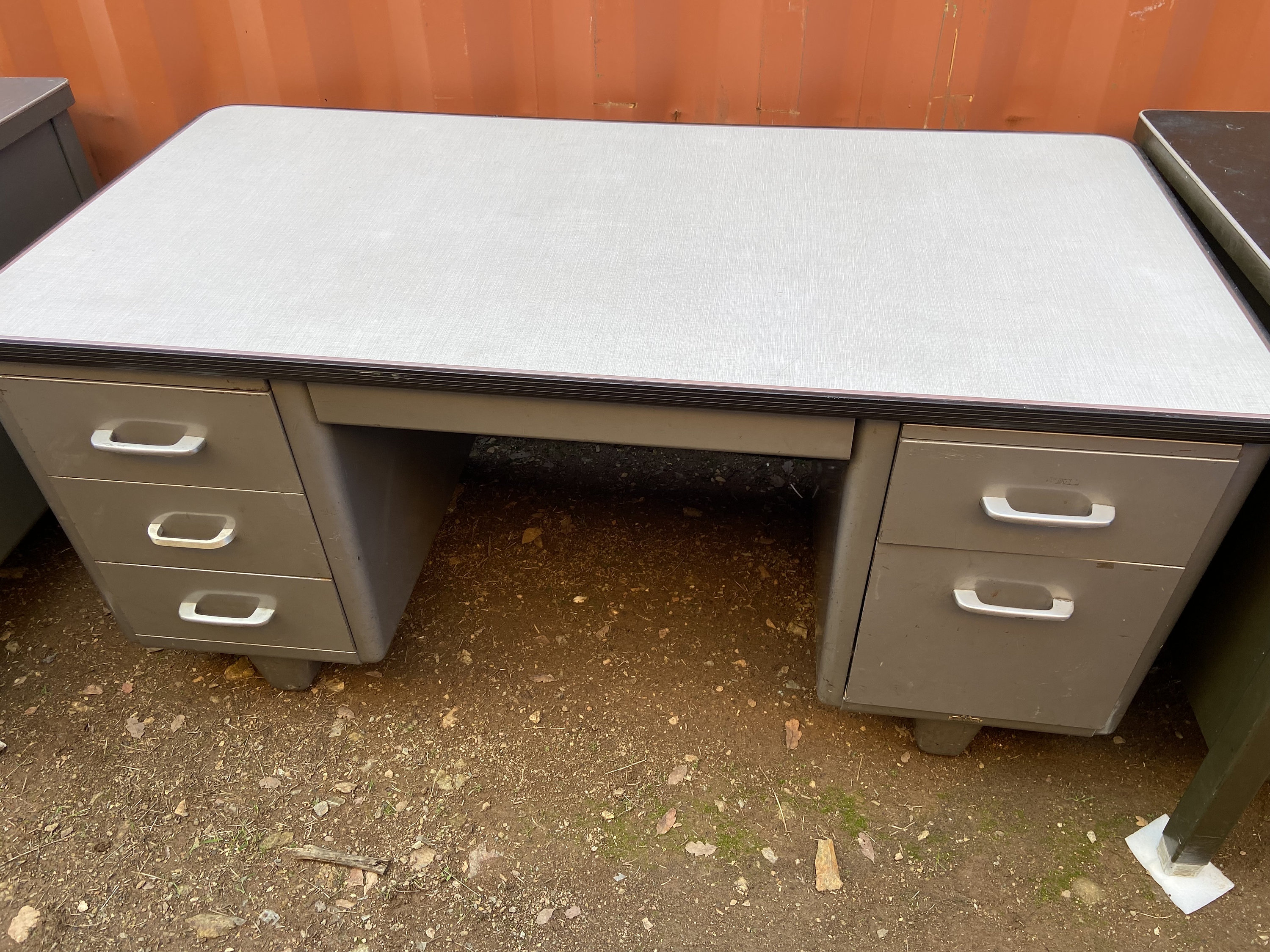Allsteel Vintage Metal Tanker Desk - Etsy