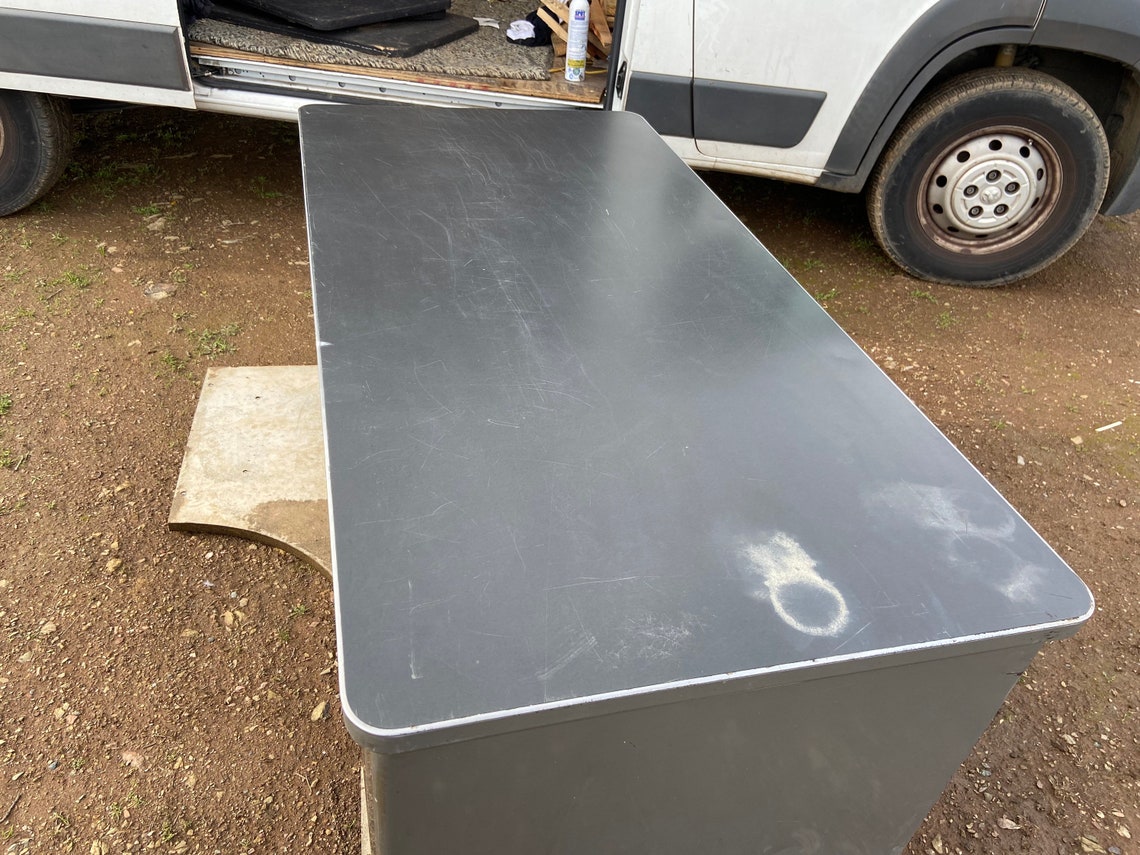 Steelcase Vintage Mid Century Modern Metal Tanker Desk With Patina - Etsy