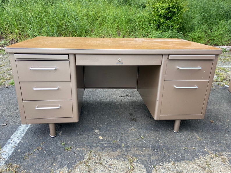 Steelcase Vintage Mid Century Modern Metal Tanker Desk - Etsy
