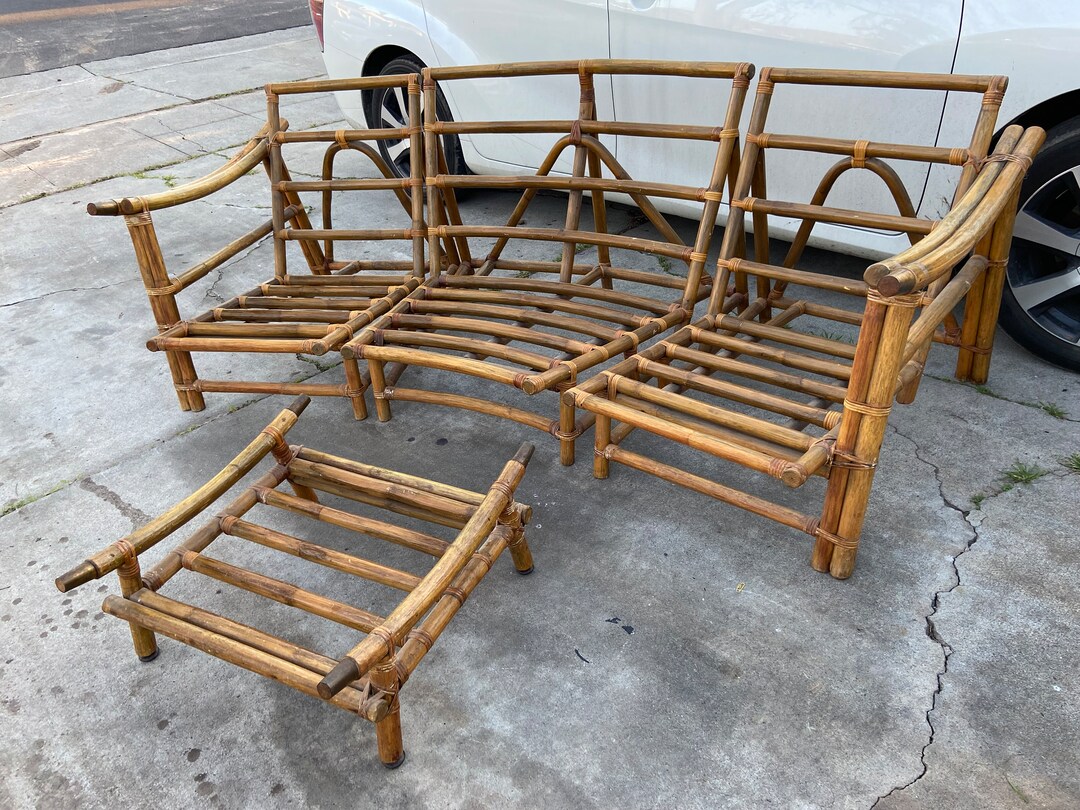 Vintage Bamboo Rattan Sofa Frame Set No Cushions - Etsy